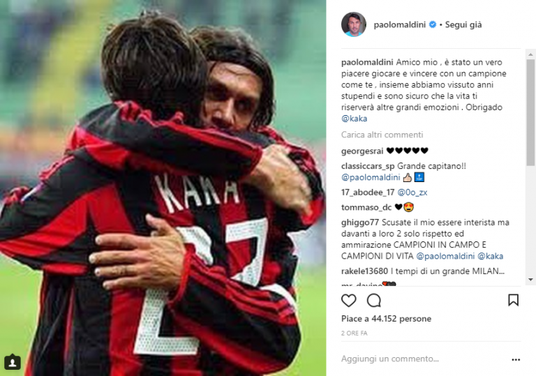 Maldini saluta Kakà: "E' stato un vero piacere giocare e vincere con un ...